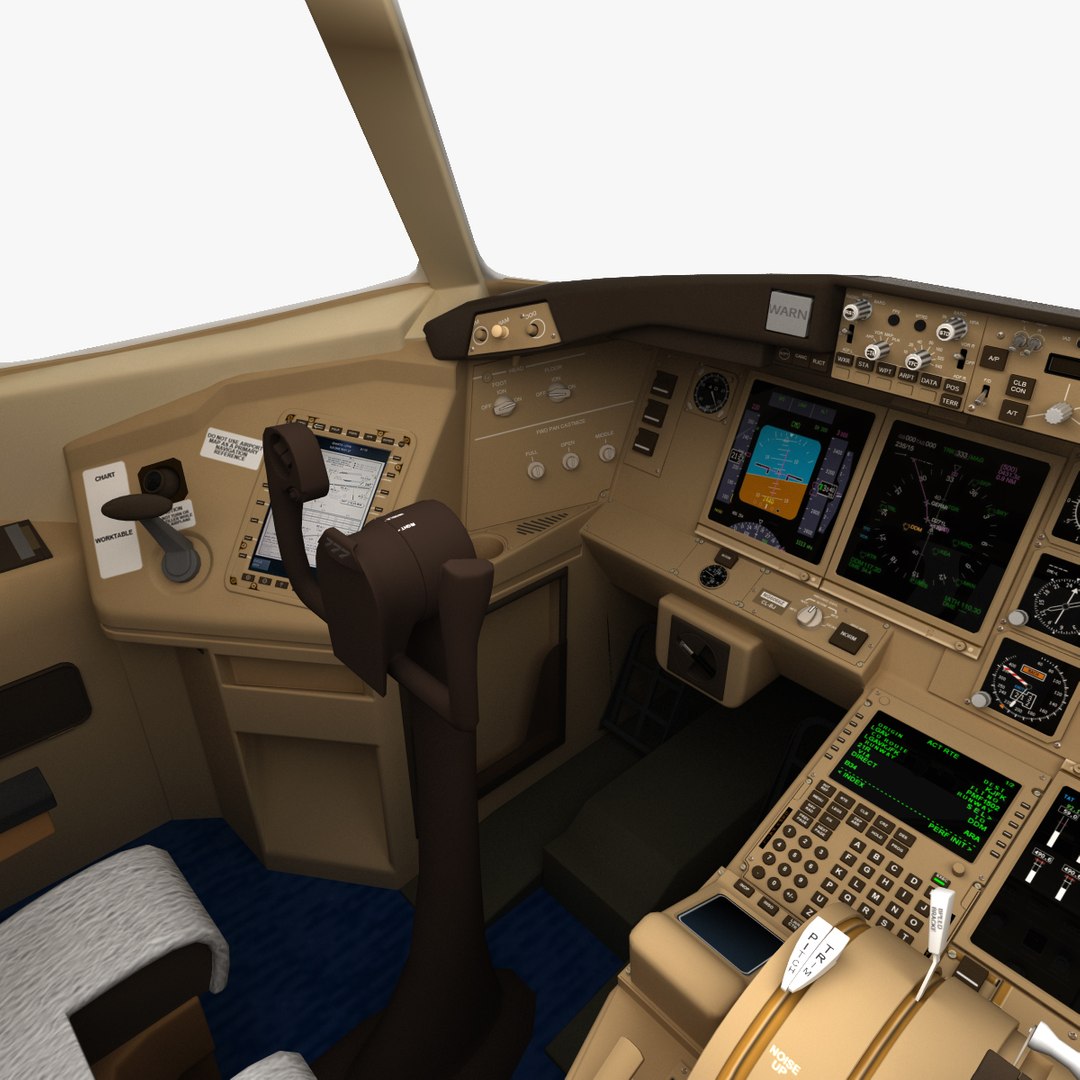 realistic boeing 777 cockpit 3d lwo