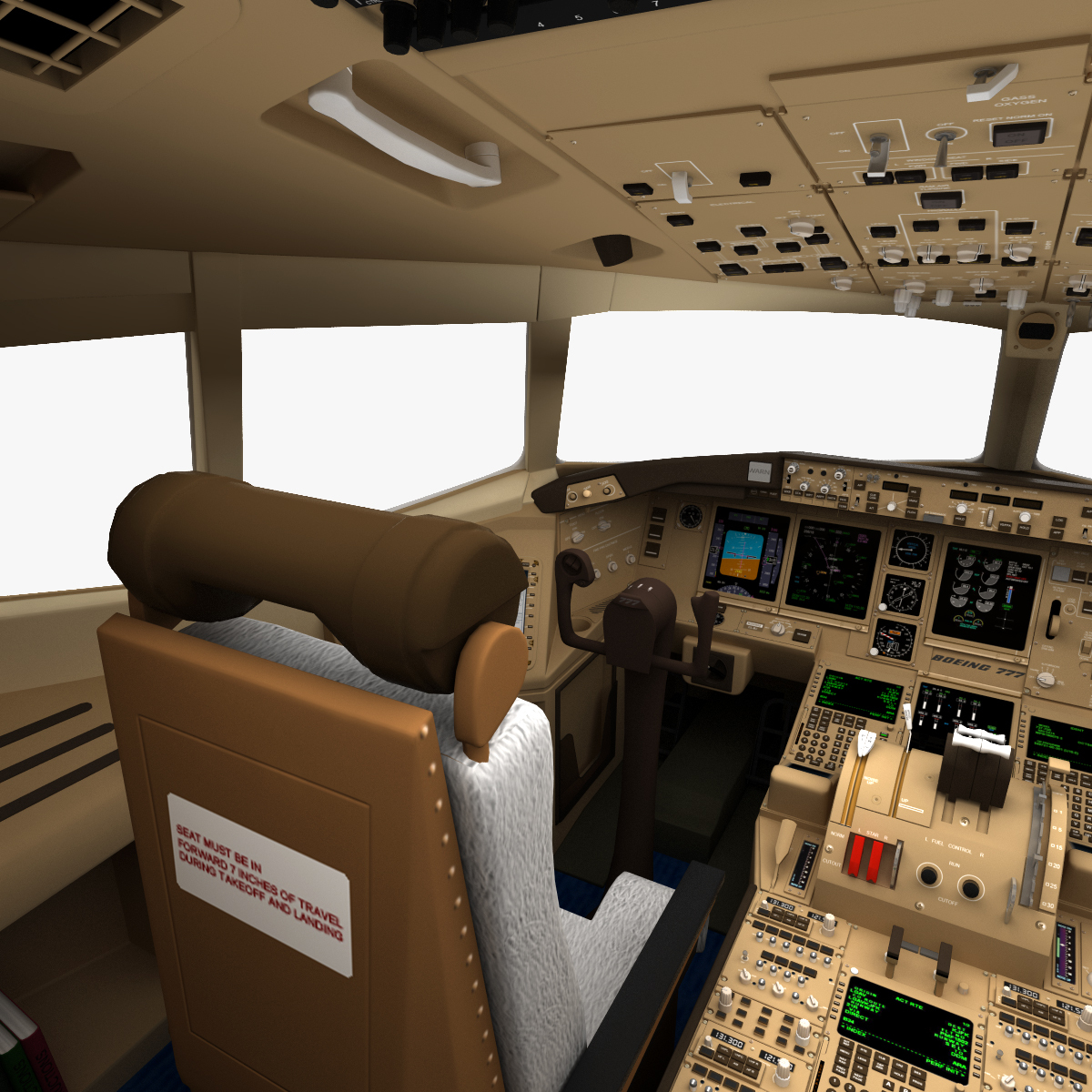 realistic boeing 777 cockpit 3d lwo