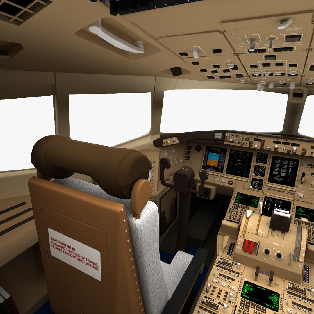 realistic boeing 777 cockpit 3d lwo