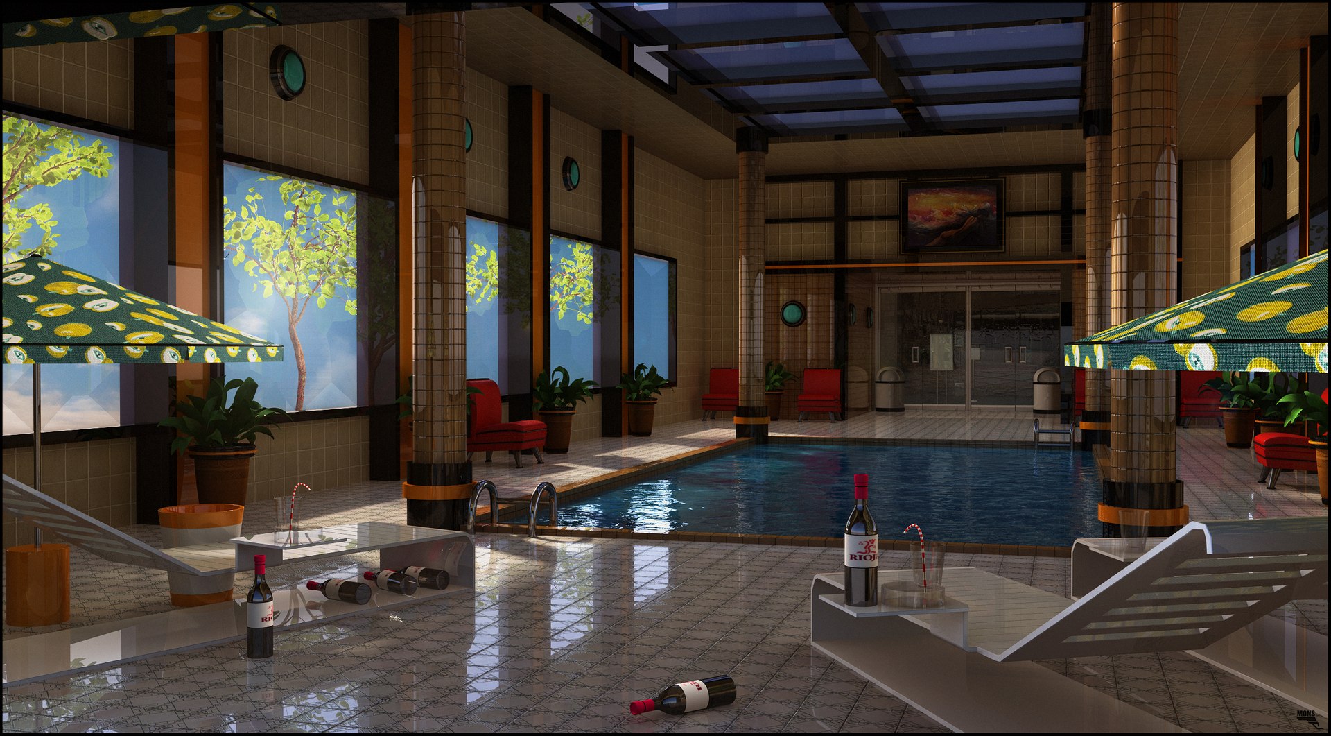 3d Model Pool Interior Swimming
