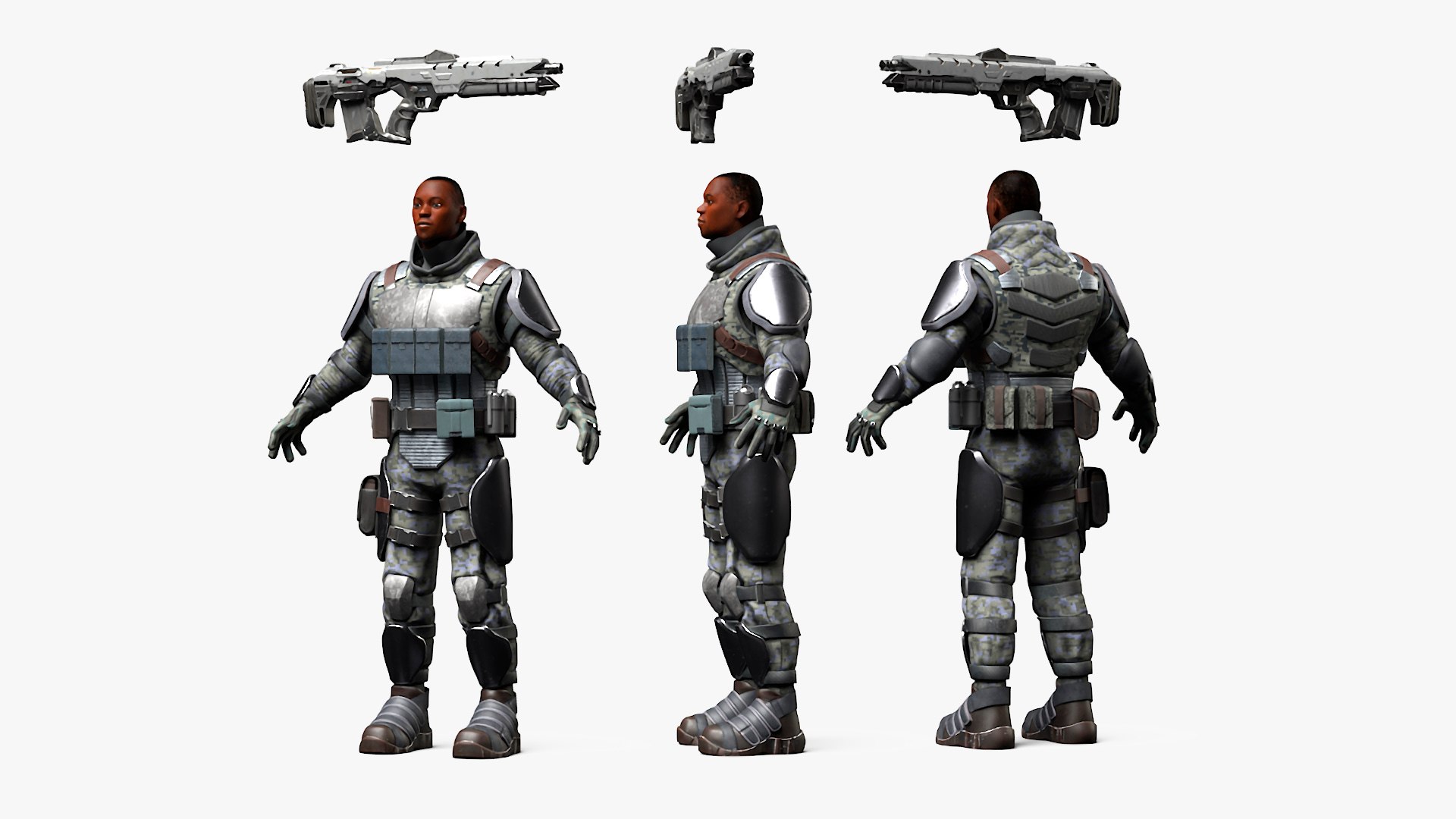 Soldier Wearing Futuristic Armor 3D Model - TurboSquid 2307277