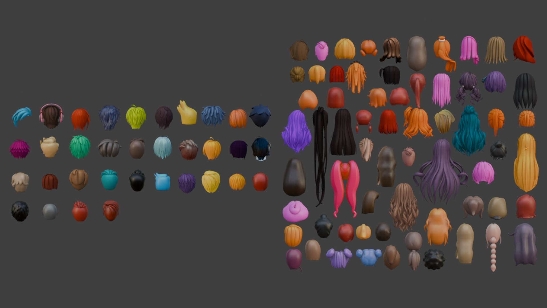 100 High Quality Low Poly 3D Hair Models Pack Male Female Model ...