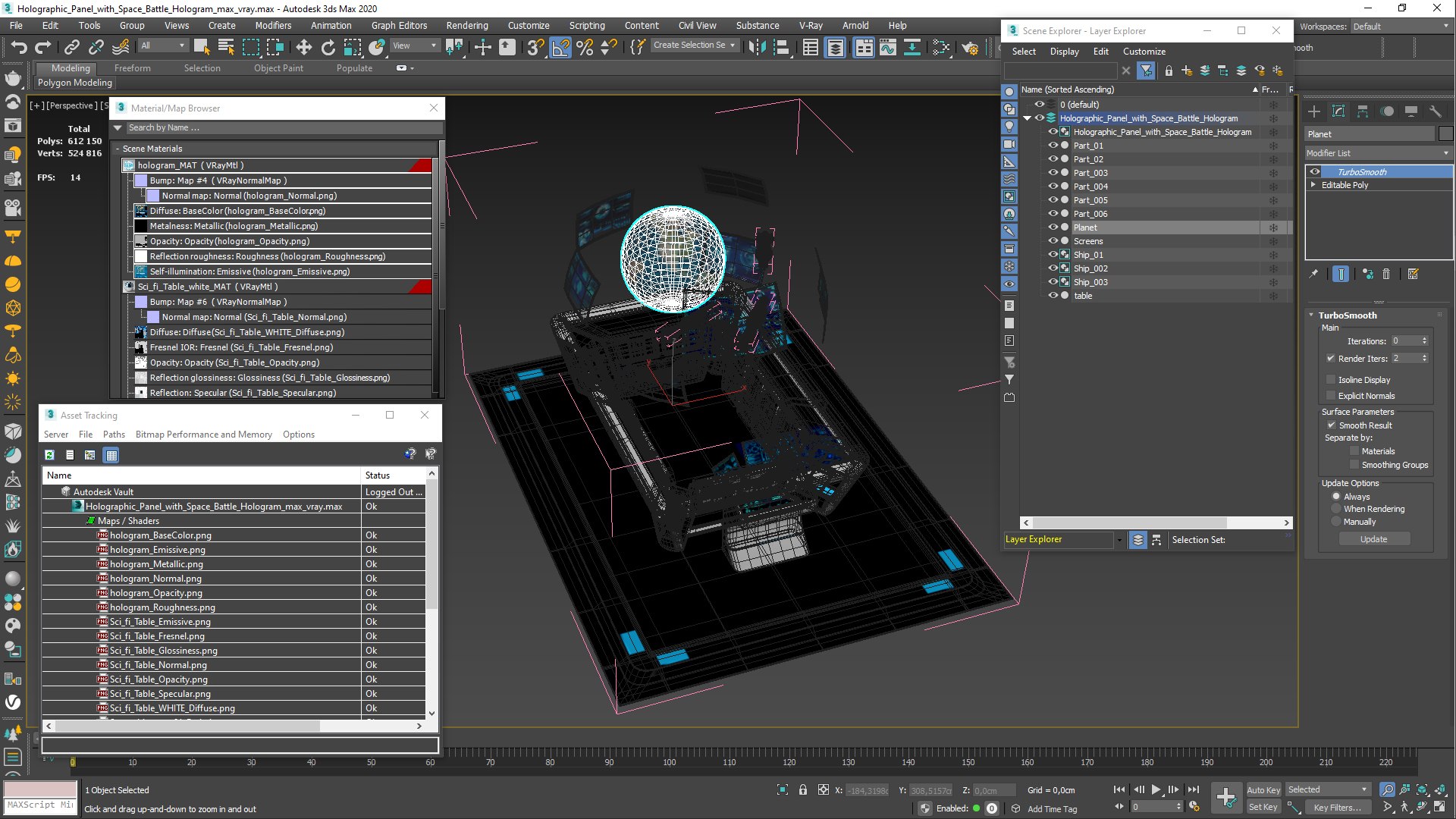Holographic Panel With Space Battle Hologram 3D - TurboSquid 2415913