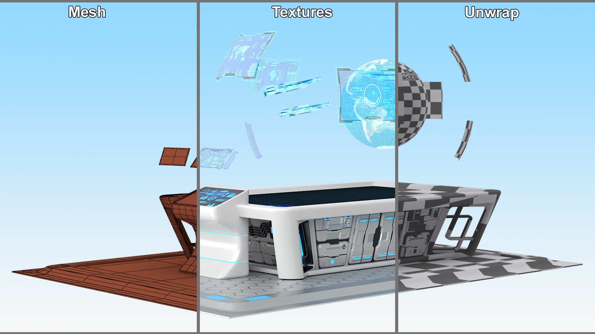 Holographic Panel With Space Battle Hologram 3D - TurboSquid 2415913