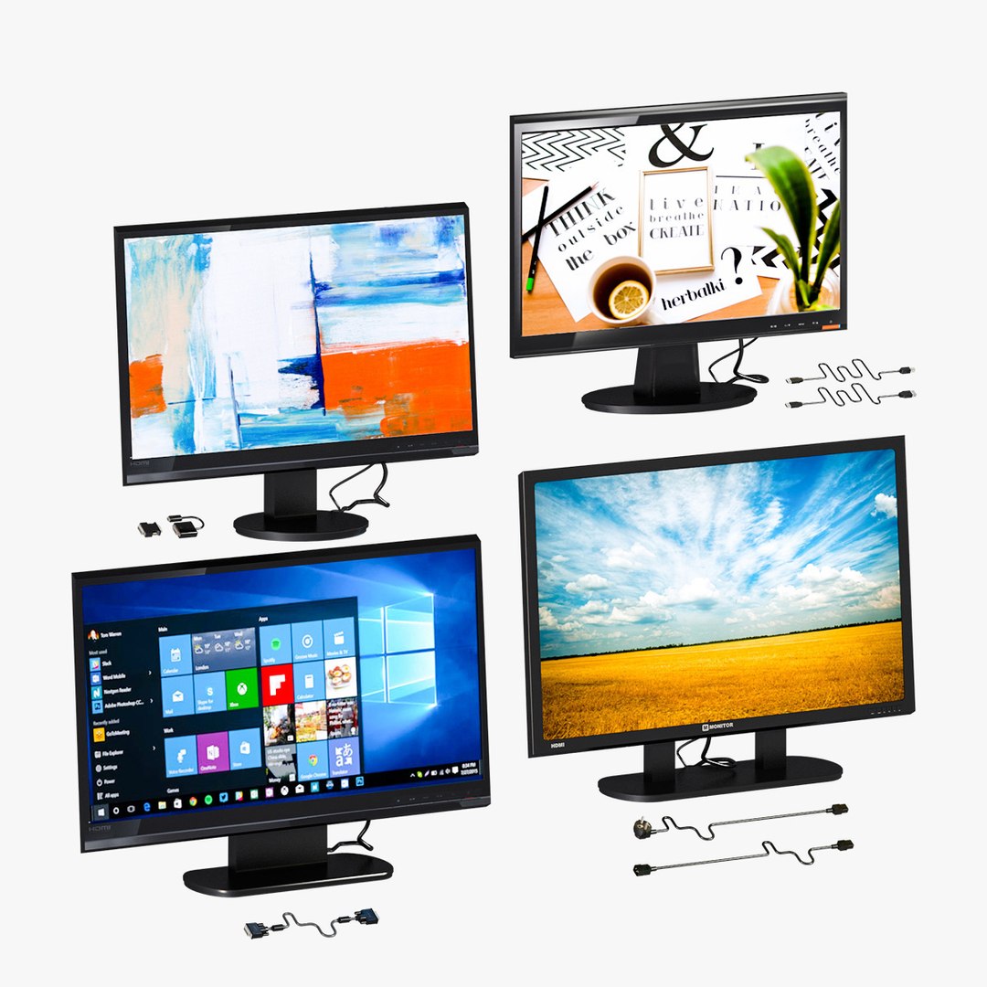 3D Model Computer Monitors Set - TurboSquid 1481870