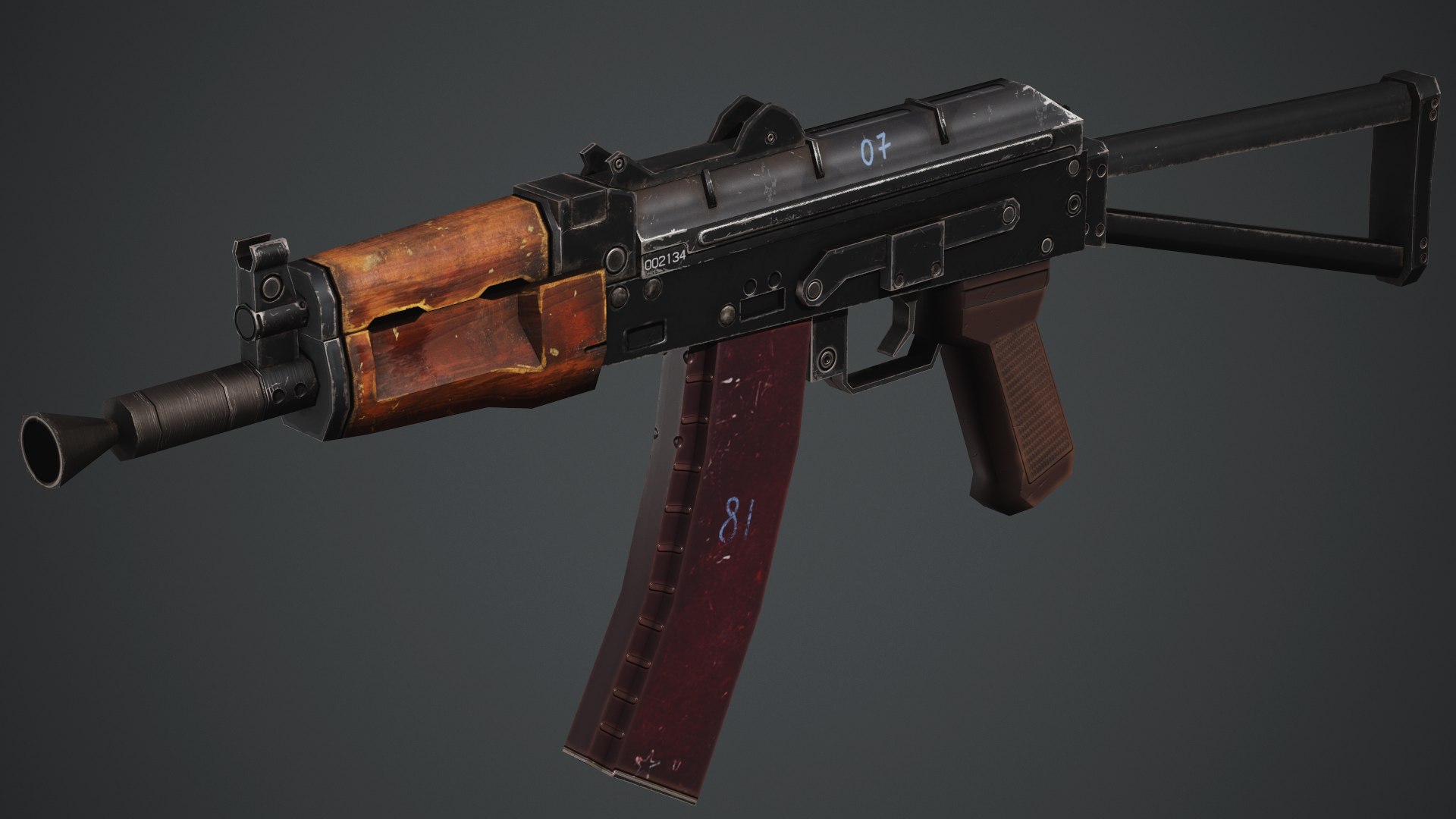 3d Aks 74u Pbr Game Ready Low Poly Model Turbosquid 2038715