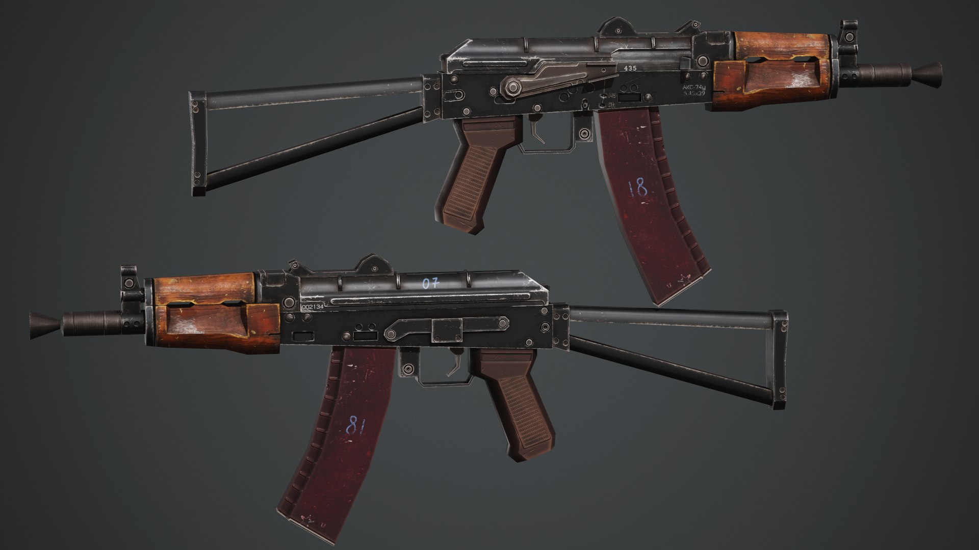 3d Aks 74u Pbr Game Ready Low Poly Model Turbosquid 2038715