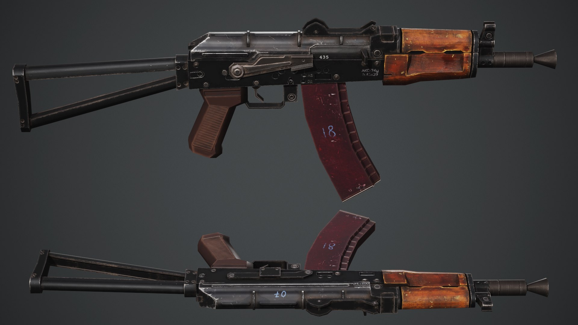 3d Aks 74u Pbr Game Ready Low Poly Model Turbosquid 2038715