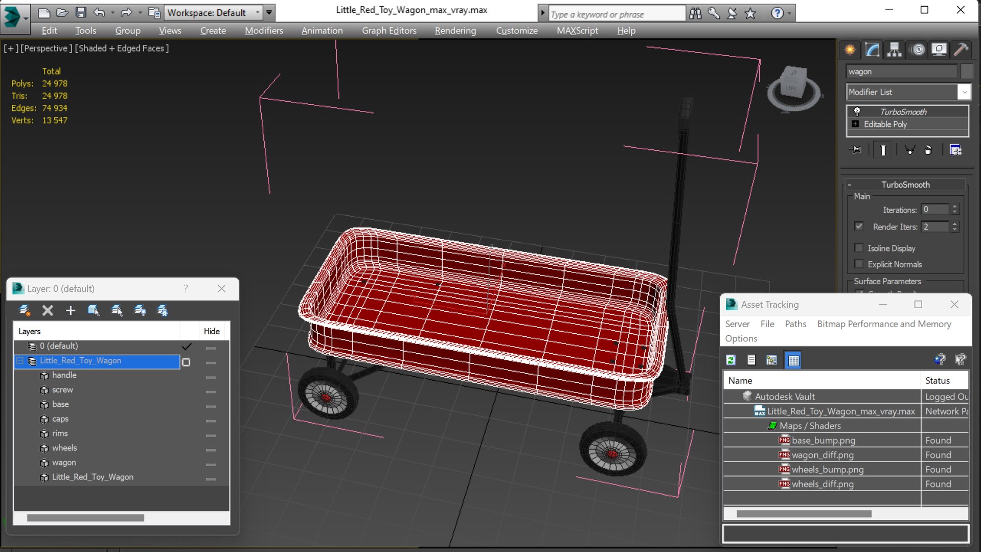 3D Model Little Red Toy Wagon - TurboSquid 2130172