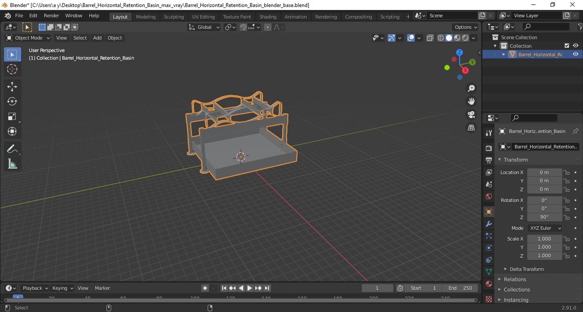 Barrel Horizontal Retention Basin Model - TurboSquid 1749933