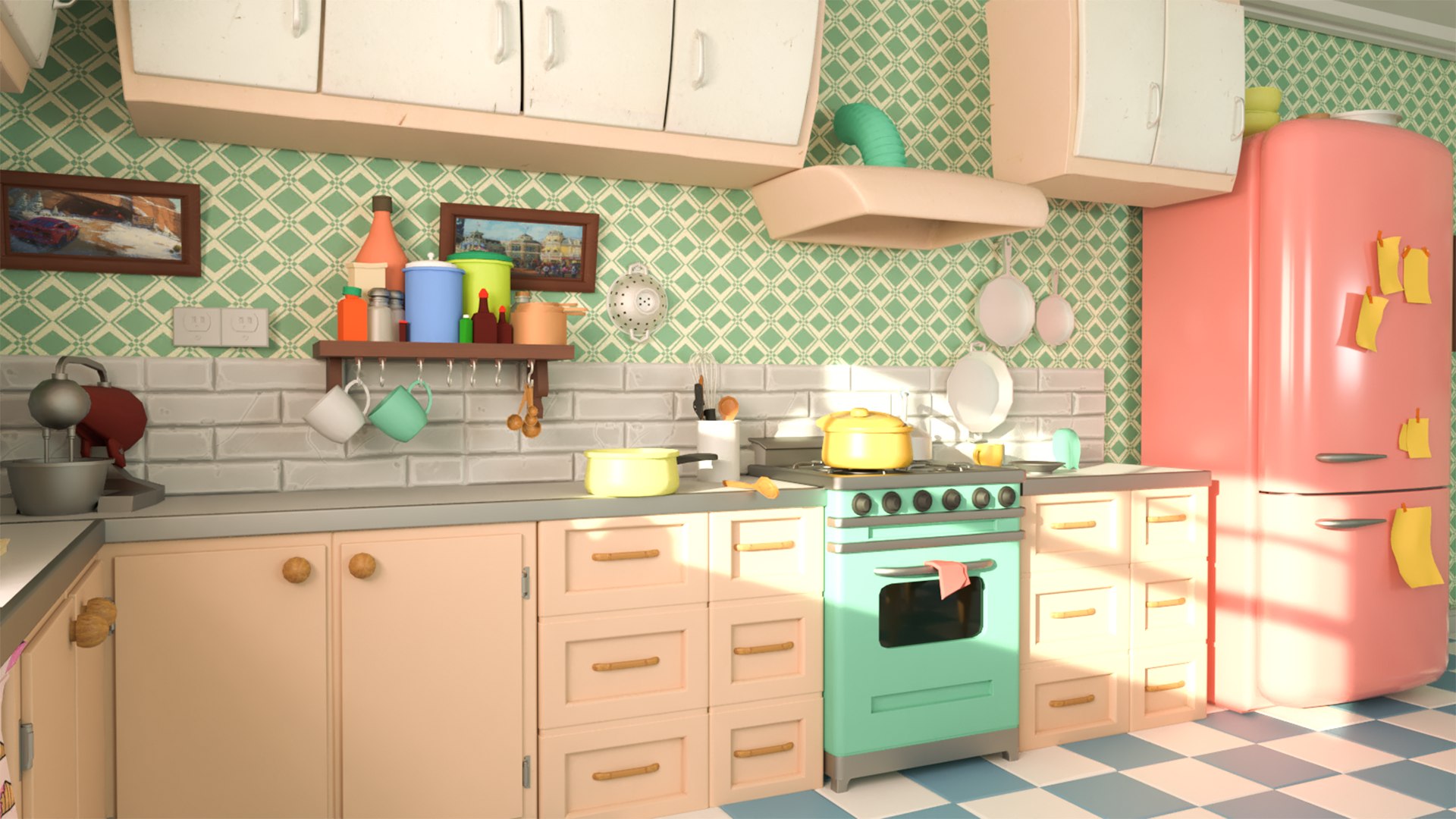 Cartoon Kitchen Lowpoly Model - TurboSquid 1995348