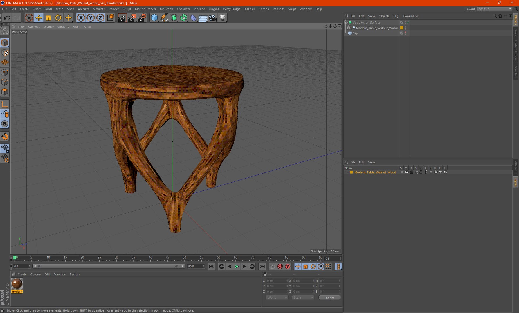 Modern Table Walnut Wood 3D Model - TurboSquid 2003437