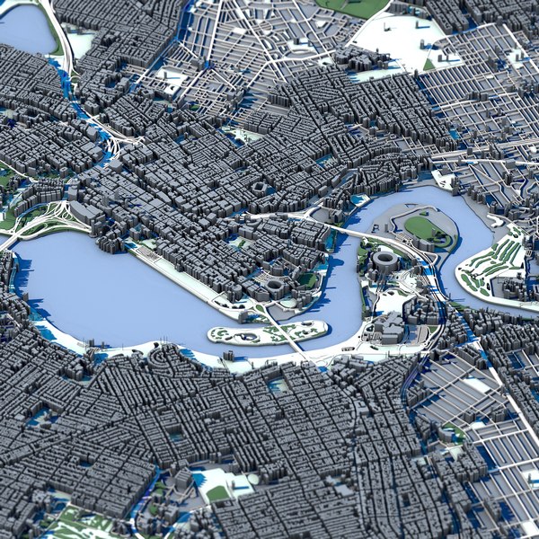 Modello 3D Modello 3D della città di Perth, skyline dell'Australia ...