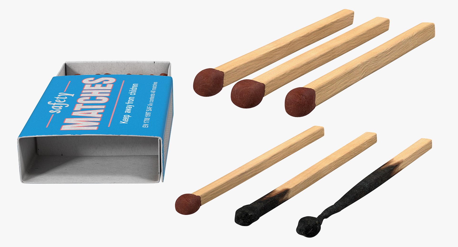 3D safety matches set - TurboSquid 1384185