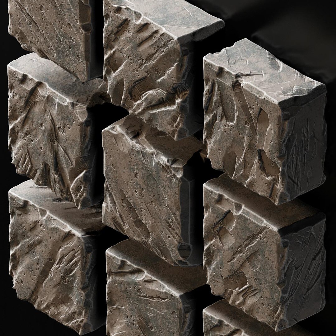 3D Stone Cube Panel Old - TurboSquid 1833343