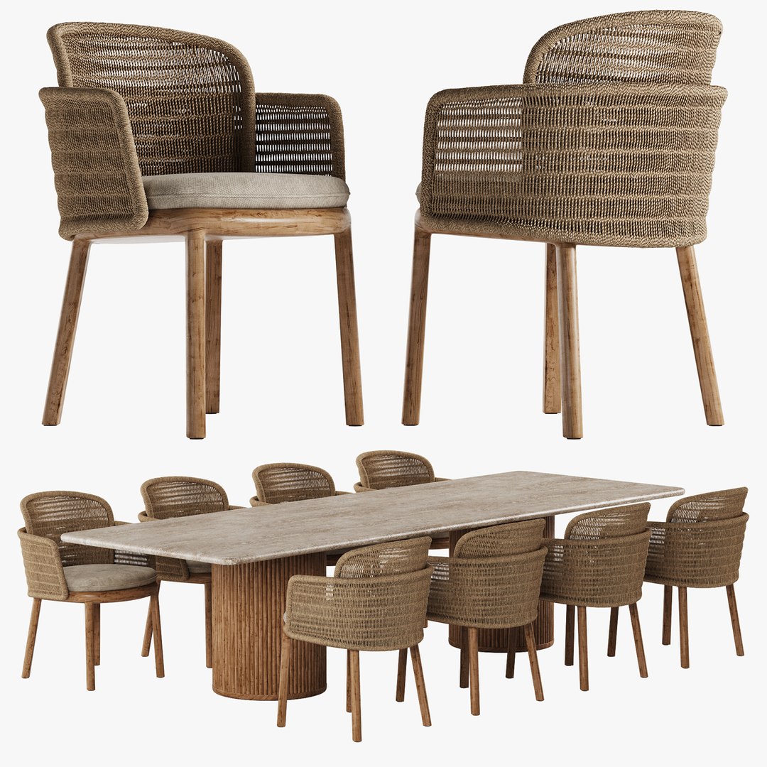 3D Tribu Suro Chair Otto Table Set Model - TurboSquid 2252333