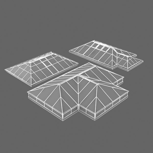 3d model roof-top glass pyramid