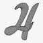 Calligraphic digit 4 number 3D model - TurboSquid 1389332