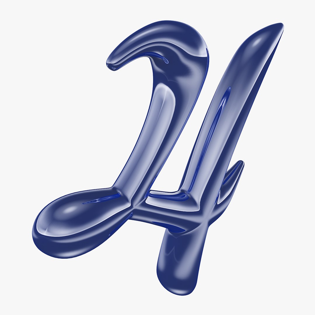 Calligraphic digit 4 number 3D model - TurboSquid 1389332