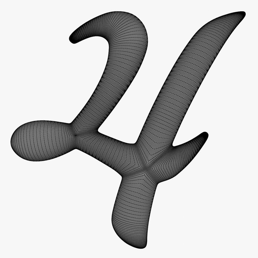 Calligraphic digit 4 number 3D model - TurboSquid 1389332