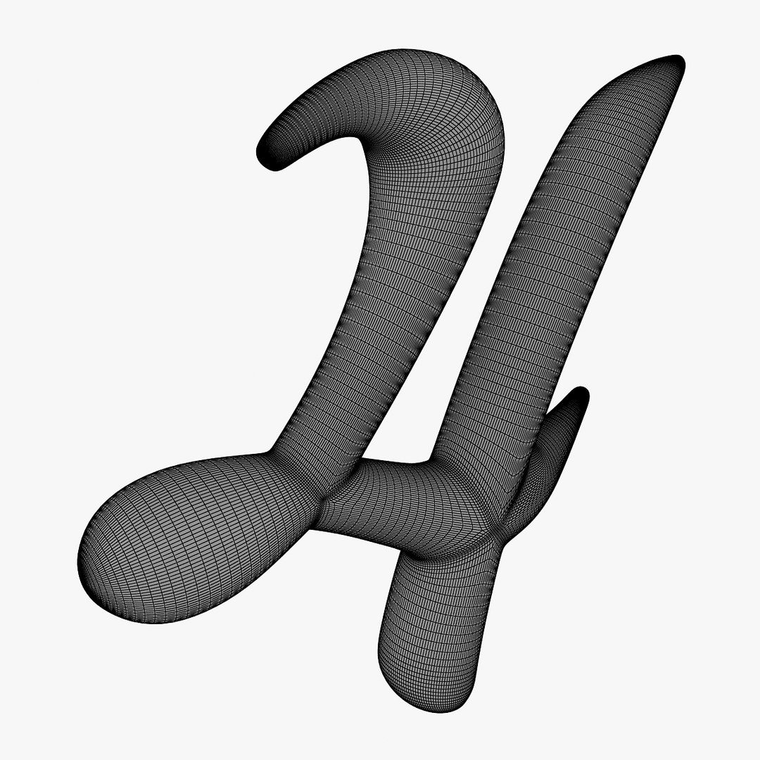 Calligraphic digit 4 number 3D model - TurboSquid 1389332