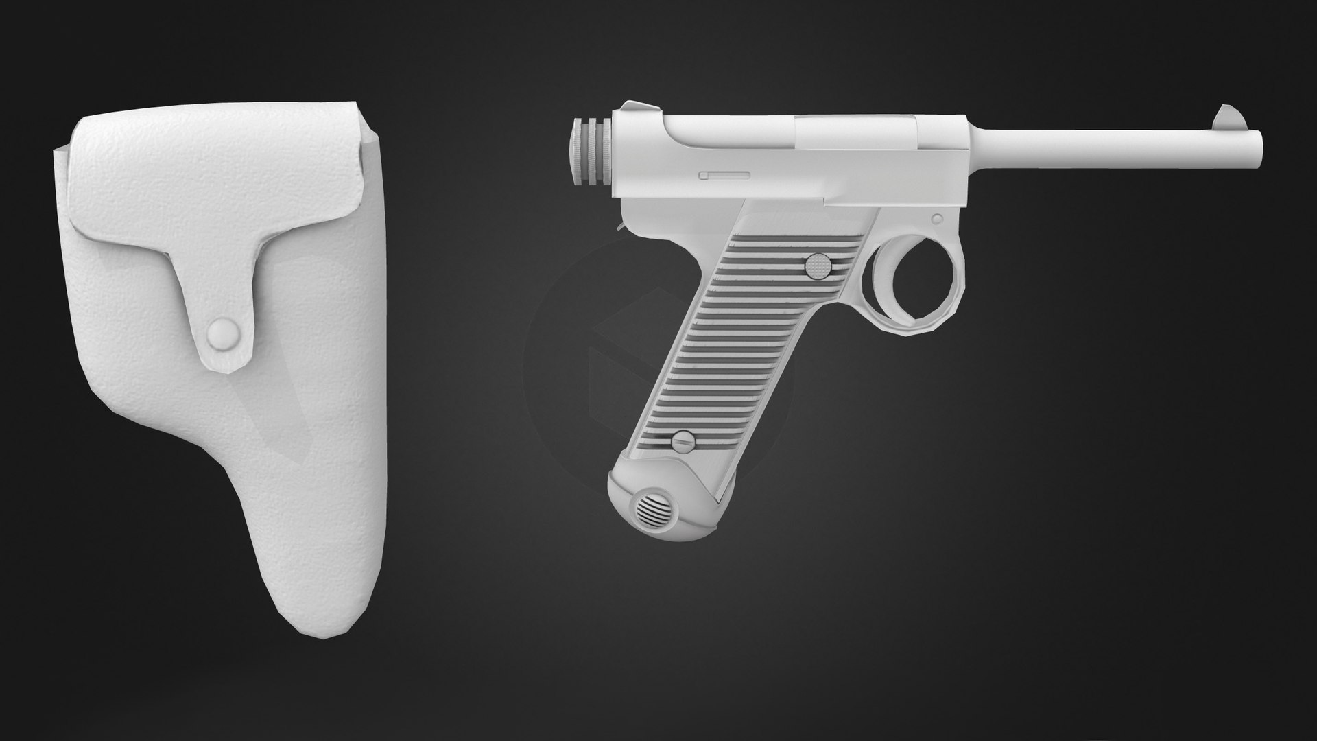 3D Parabellum Safari Gun With Holster - TurboSquid 2072167
