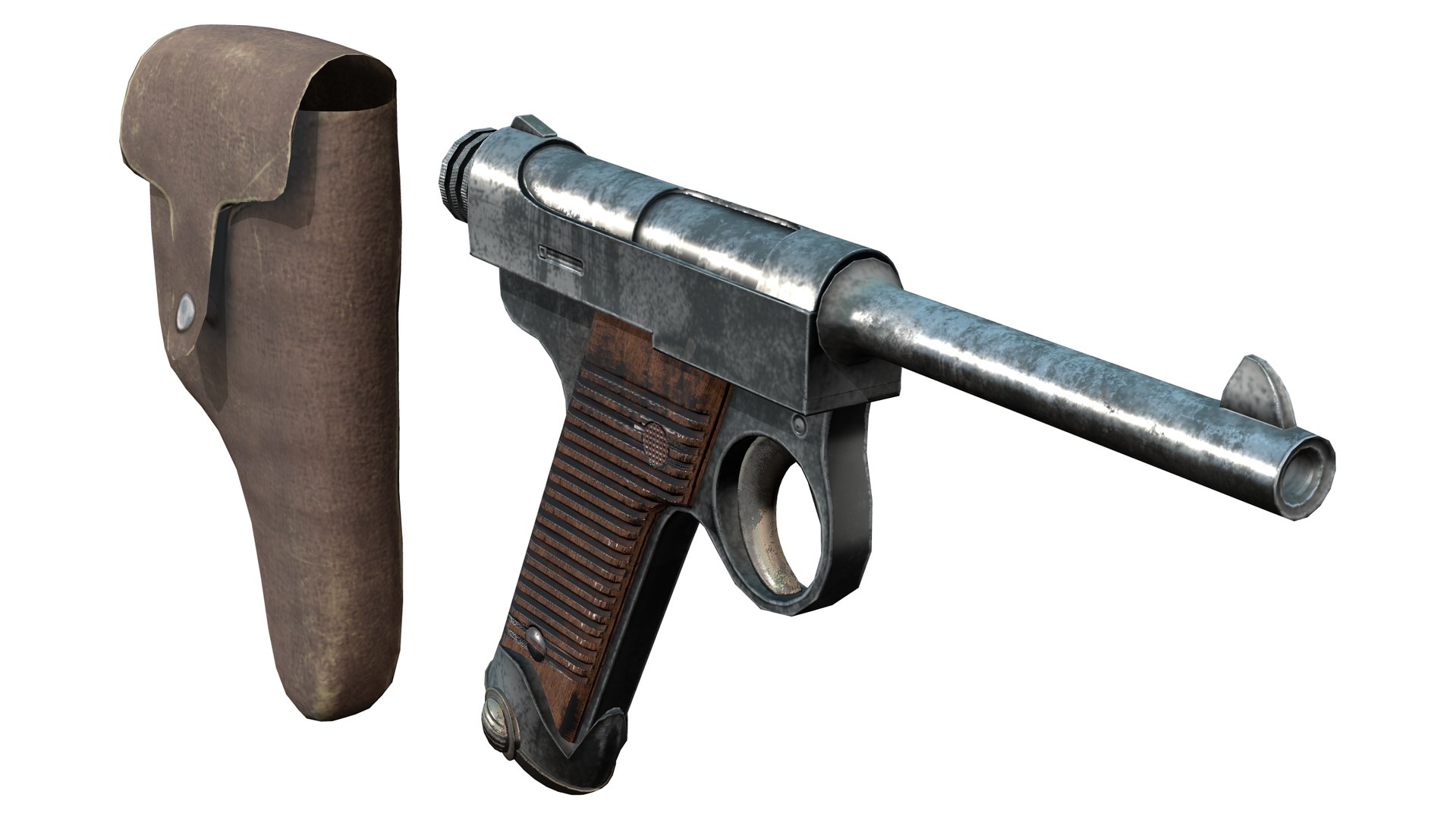 3D Parabellum Safari Gun With Holster - TurboSquid 2072167