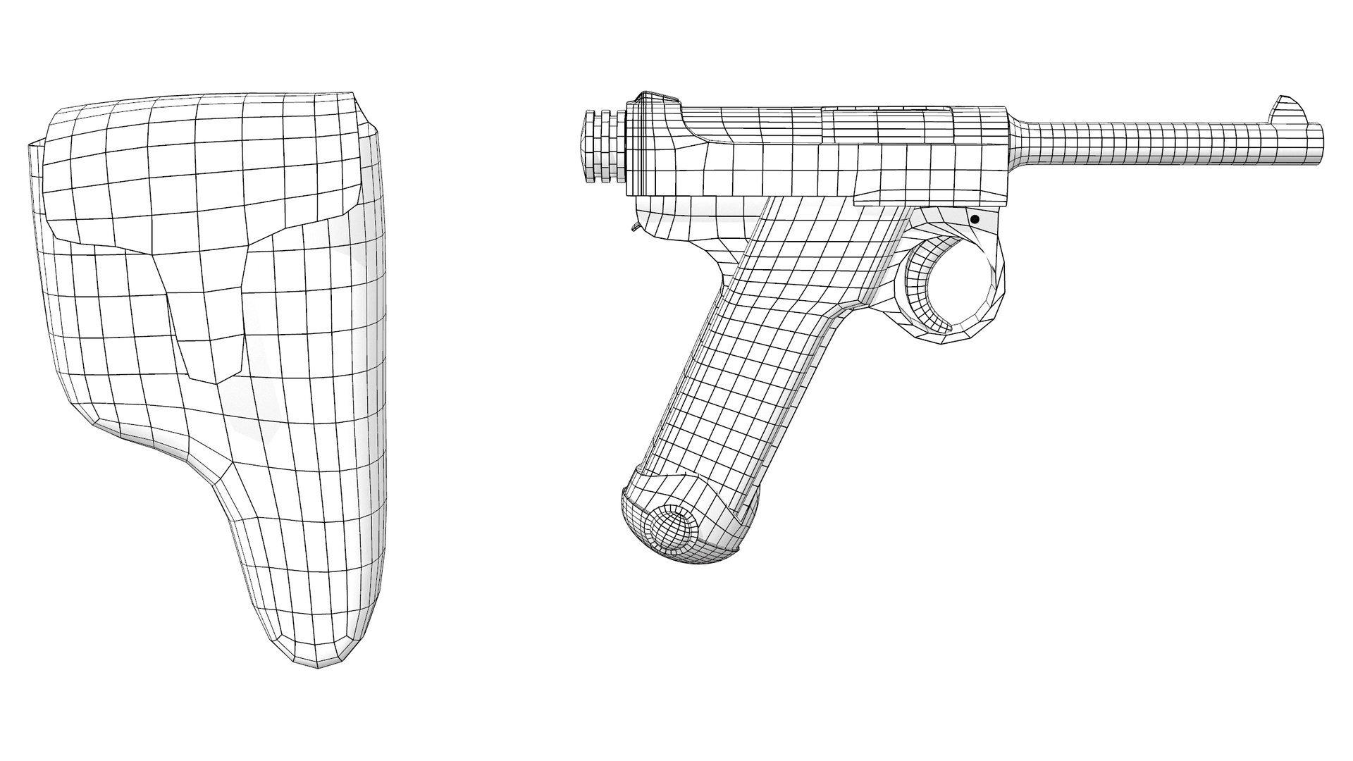 3D Parabellum Safari Gun With Holster - TurboSquid 2072167