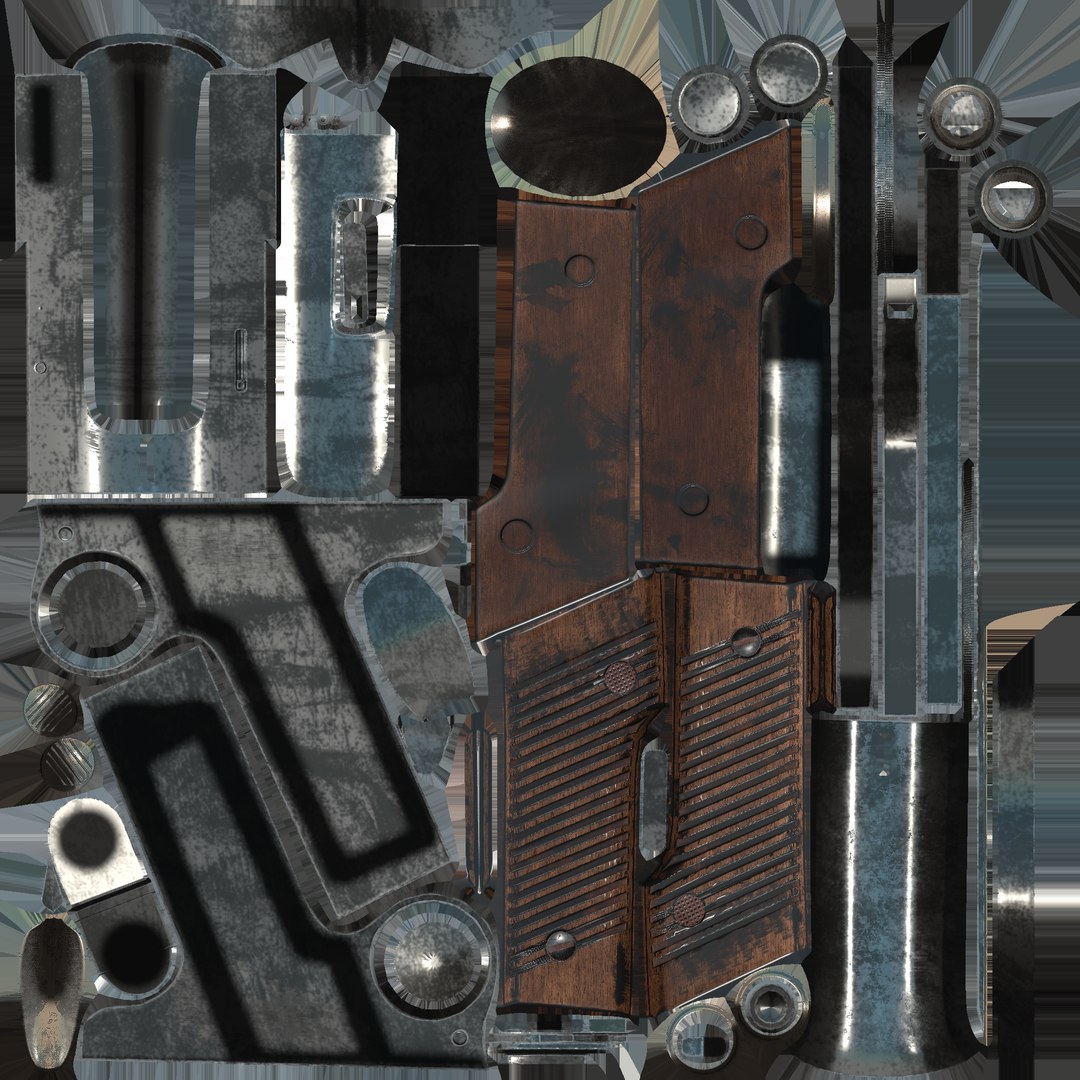 3D Parabellum Safari Gun With Holster - TurboSquid 2072167