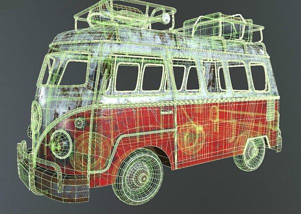 handmade toy volkswagen camper 3d model