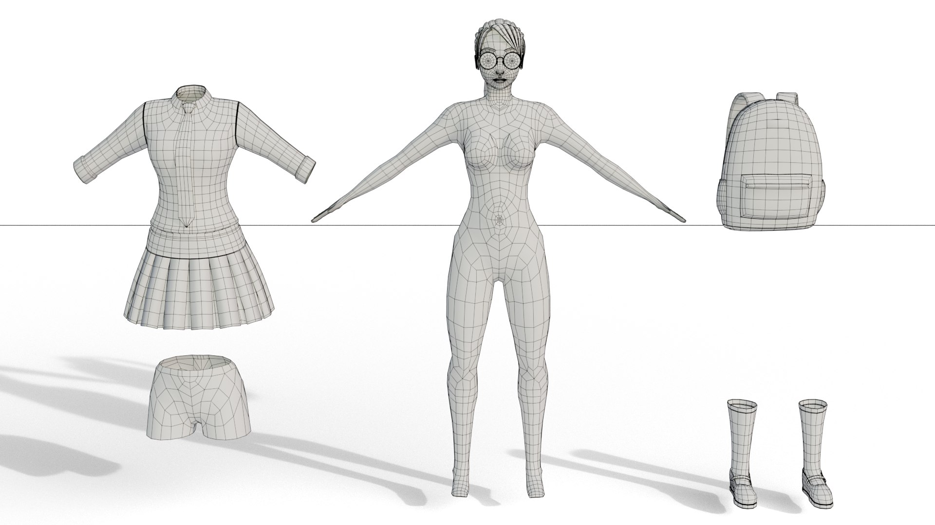 3D Cartoon School Girl Rigged Blender Model - TurboSquid 1865472