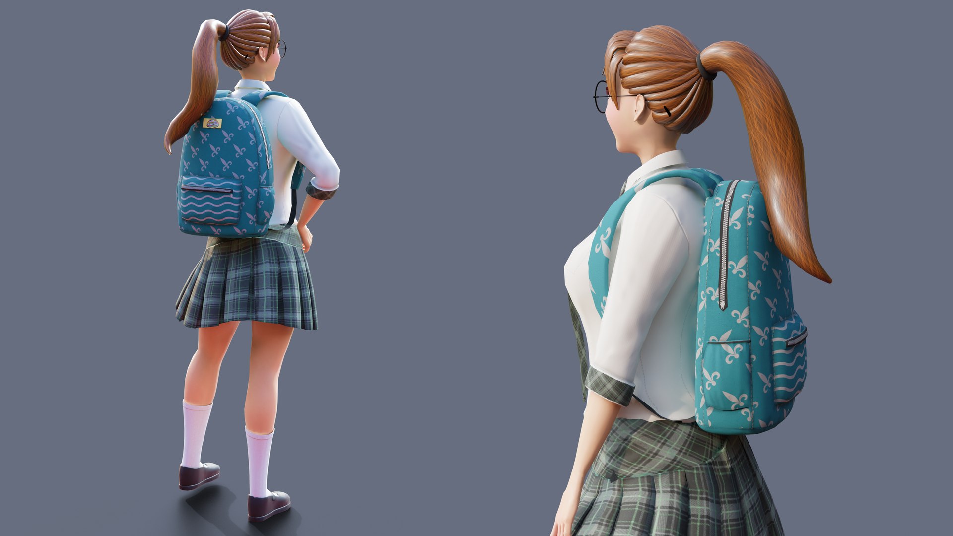 3D Cartoon School Girl Rigged Blender Model - TurboSquid 1865472