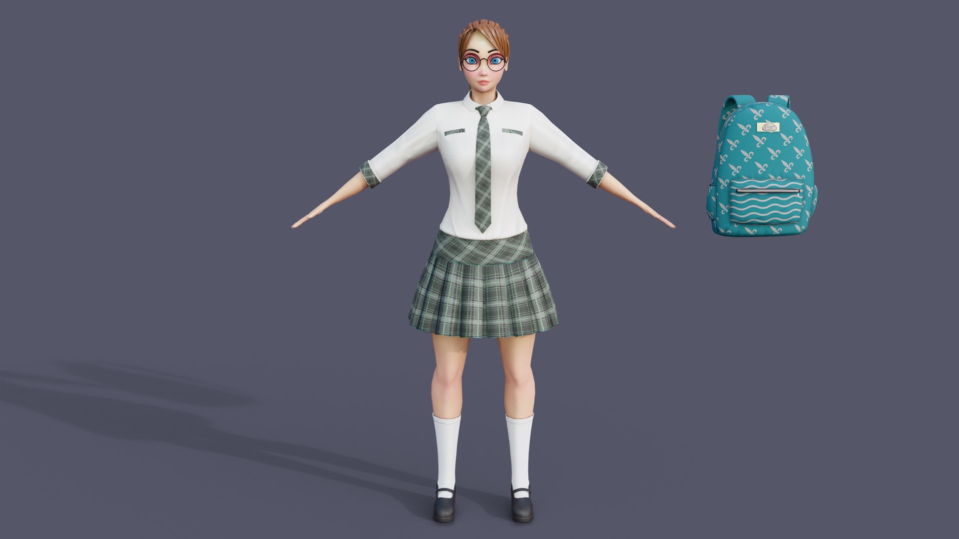 3D Cartoon School Girl Rigged Blender Model - TurboSquid 1865472