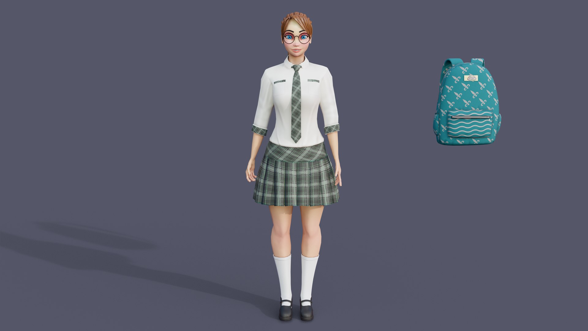 3D Cartoon School Girl Rigged Blender Model - TurboSquid 1865472