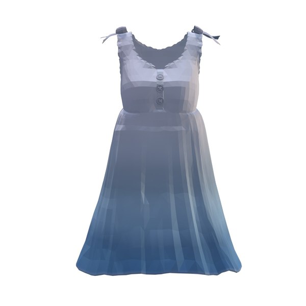modelo 3d Modelo 3D de vestido con botones y tirantes anudados en baja ...