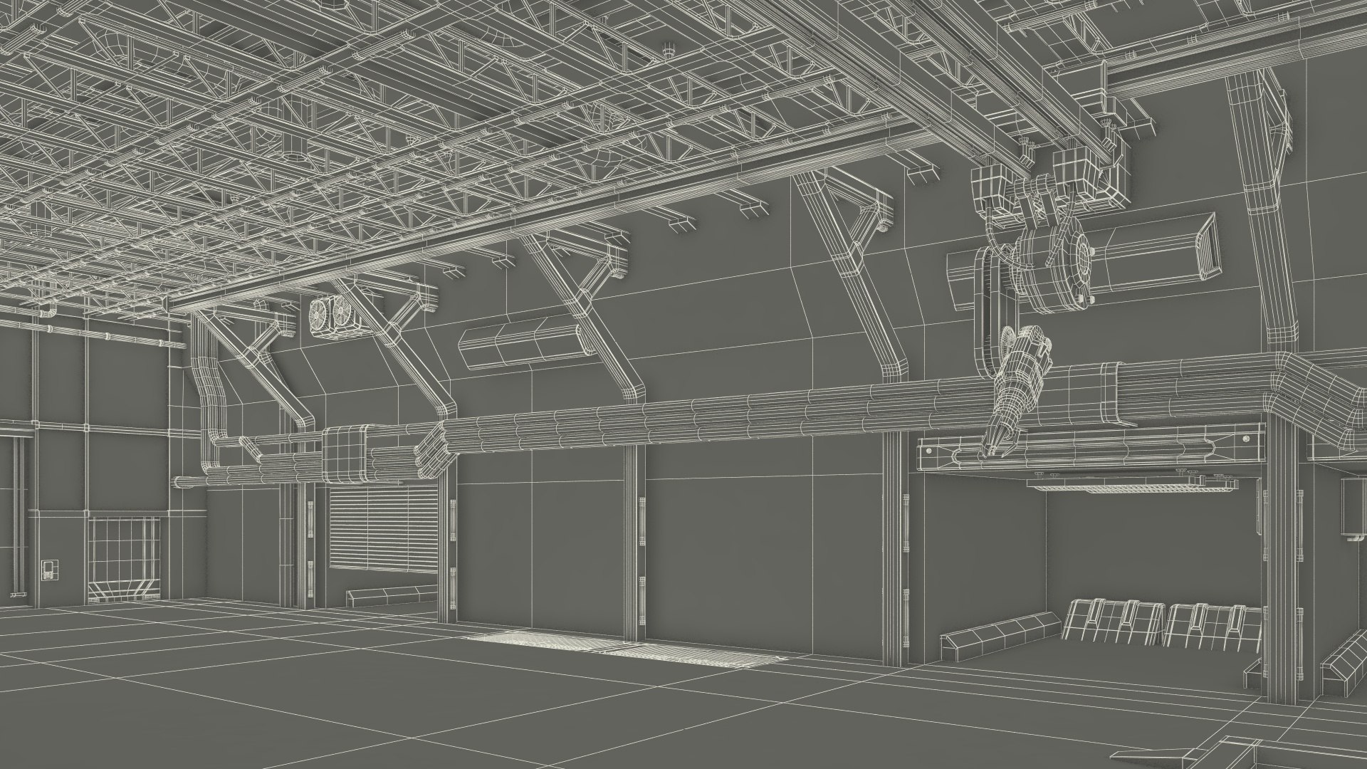 3D Futuristic Hangar Interior Blue Lights Model - TurboSquid 2203783