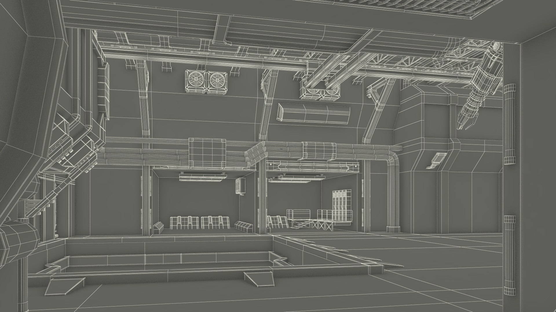 3D Futuristic Hangar Interior Blue Lights Model - TurboSquid 2203783