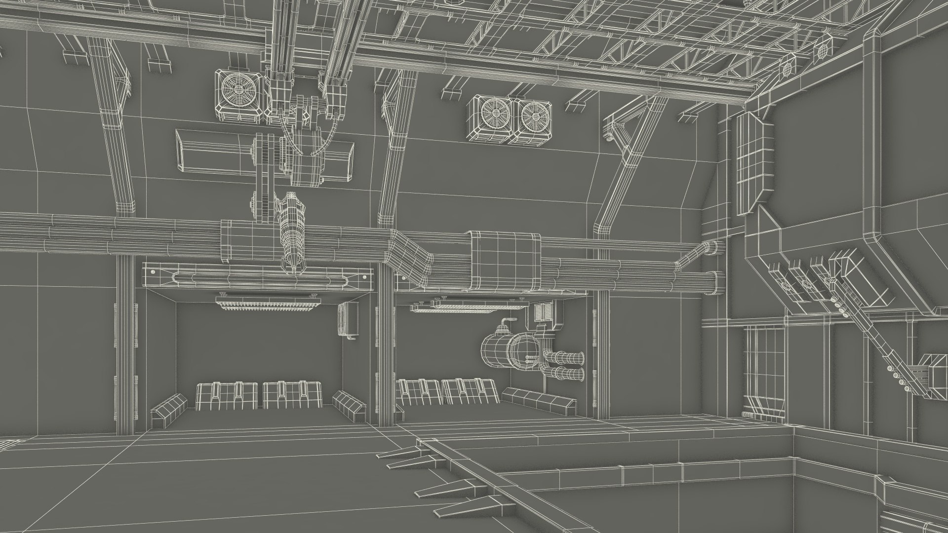 3D Futuristic Hangar Interior Blue Lights Model - TurboSquid 2203783