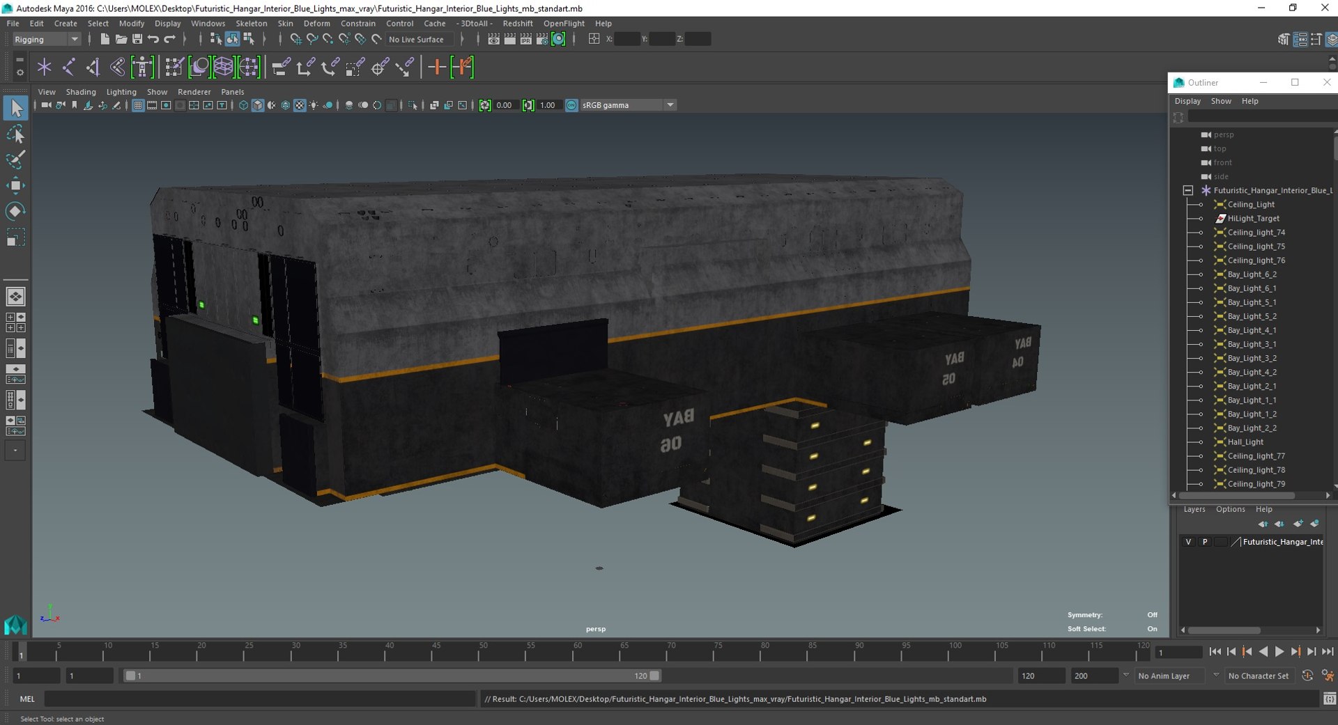 3D Futuristic Hangar Interior Blue Lights Model - TurboSquid 2203783