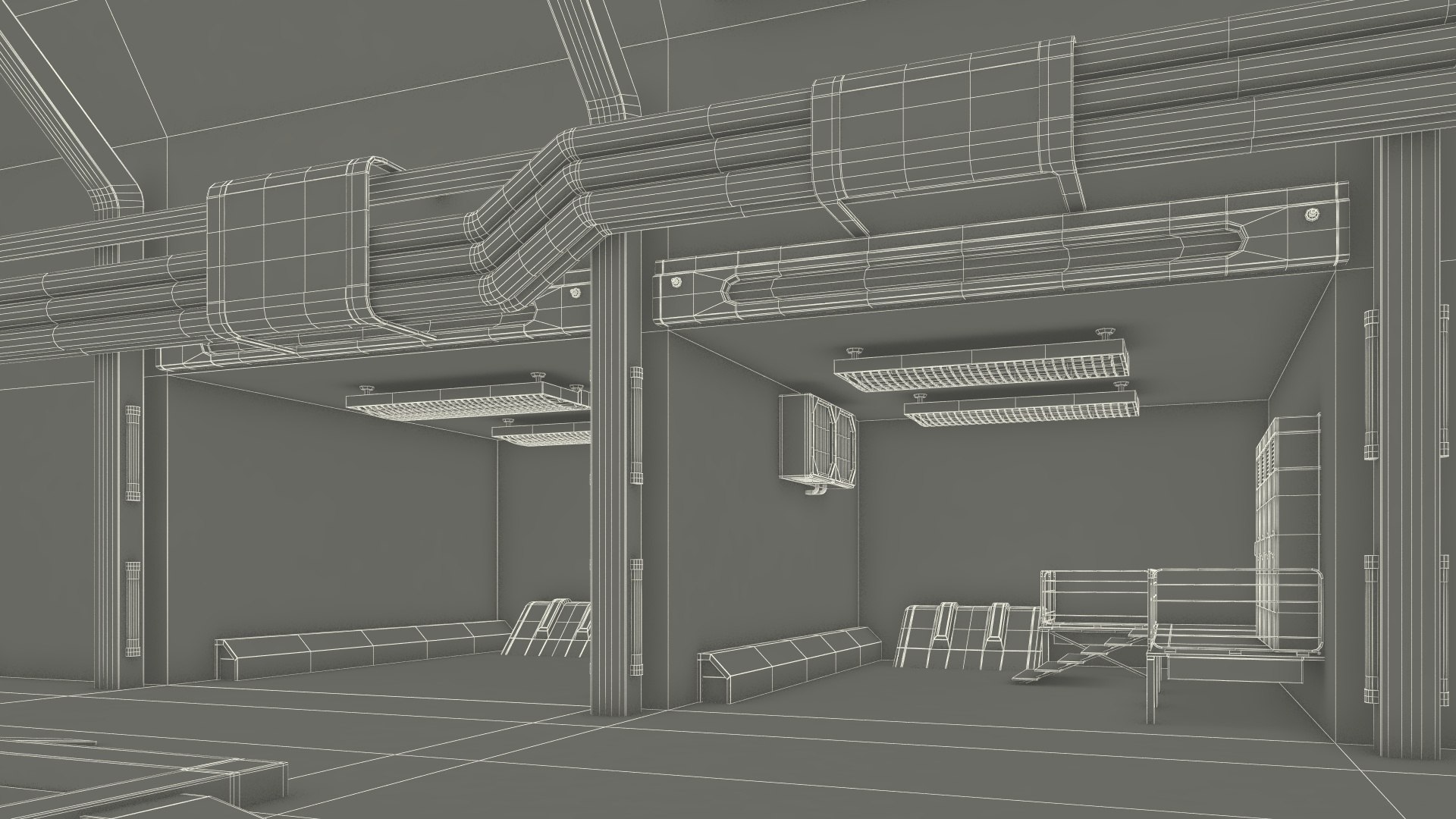 3D Futuristic Hangar Interior Blue Lights Model - TurboSquid 2203783