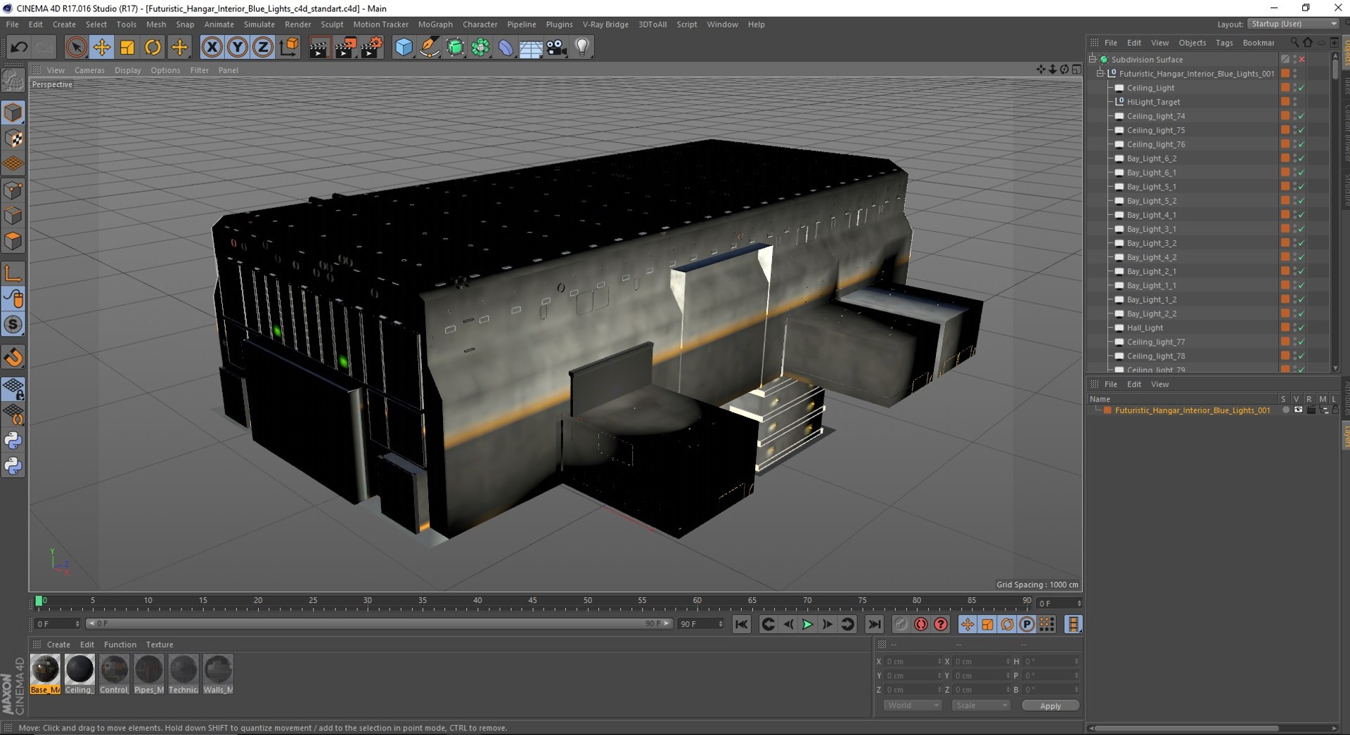 3D Futuristic Hangar Interior Blue Lights Model - TurboSquid 2203783