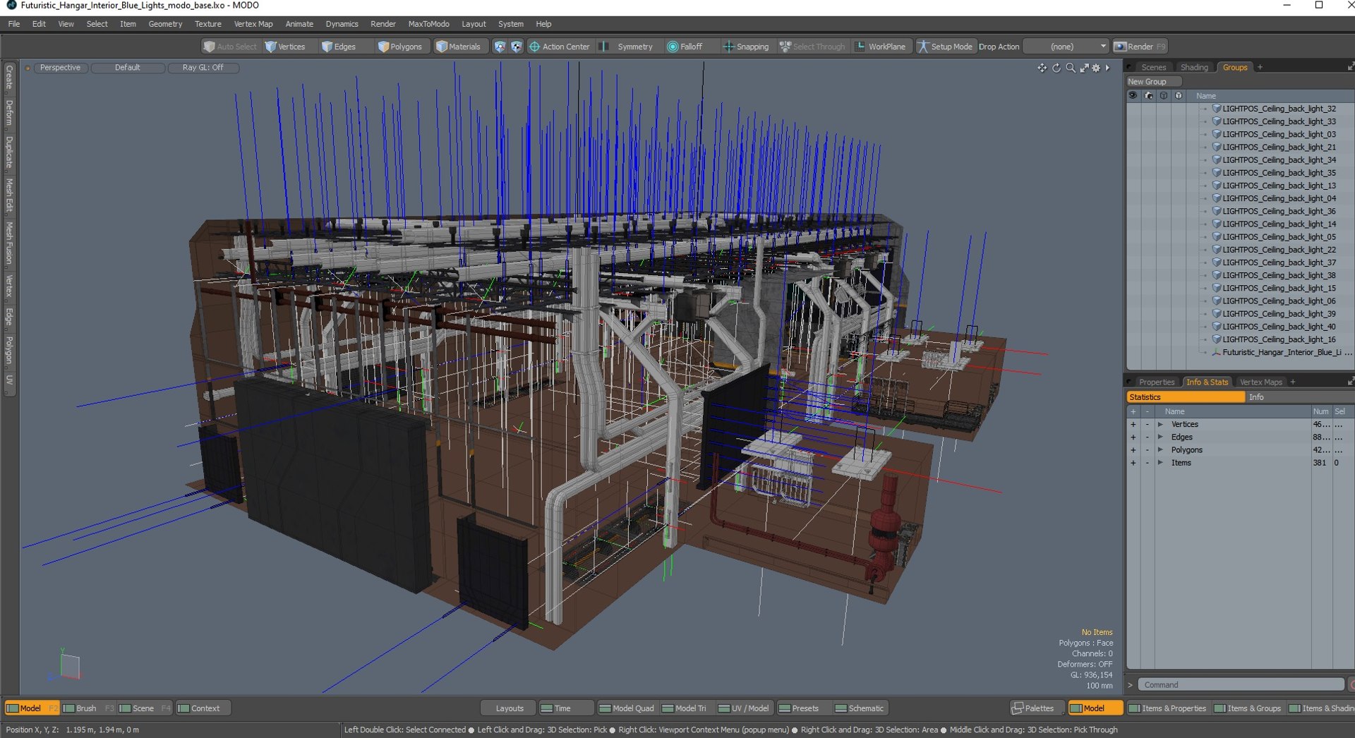3D Futuristic Hangar Interior Blue Lights Model - TurboSquid 2203783