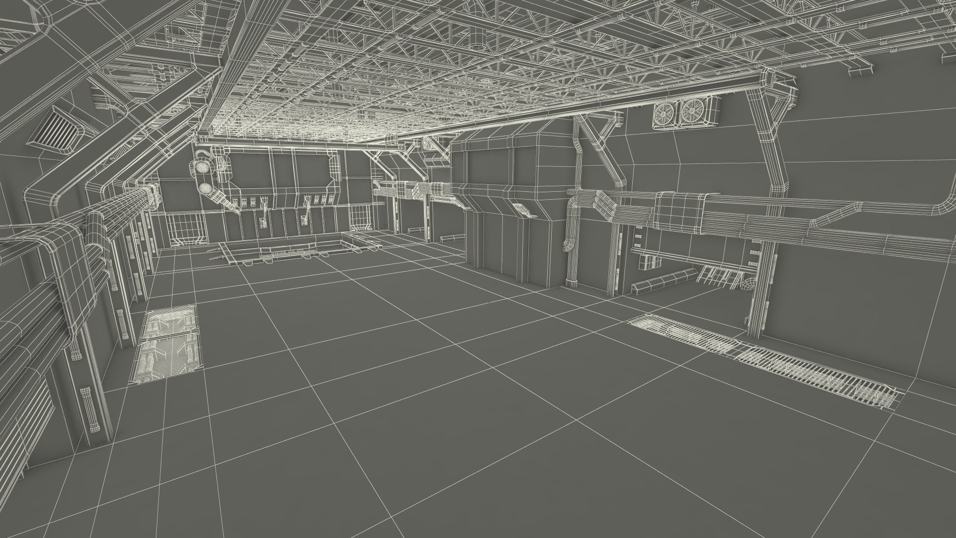 3D Futuristic Hangar Interior Blue Lights Model - TurboSquid 2203783
