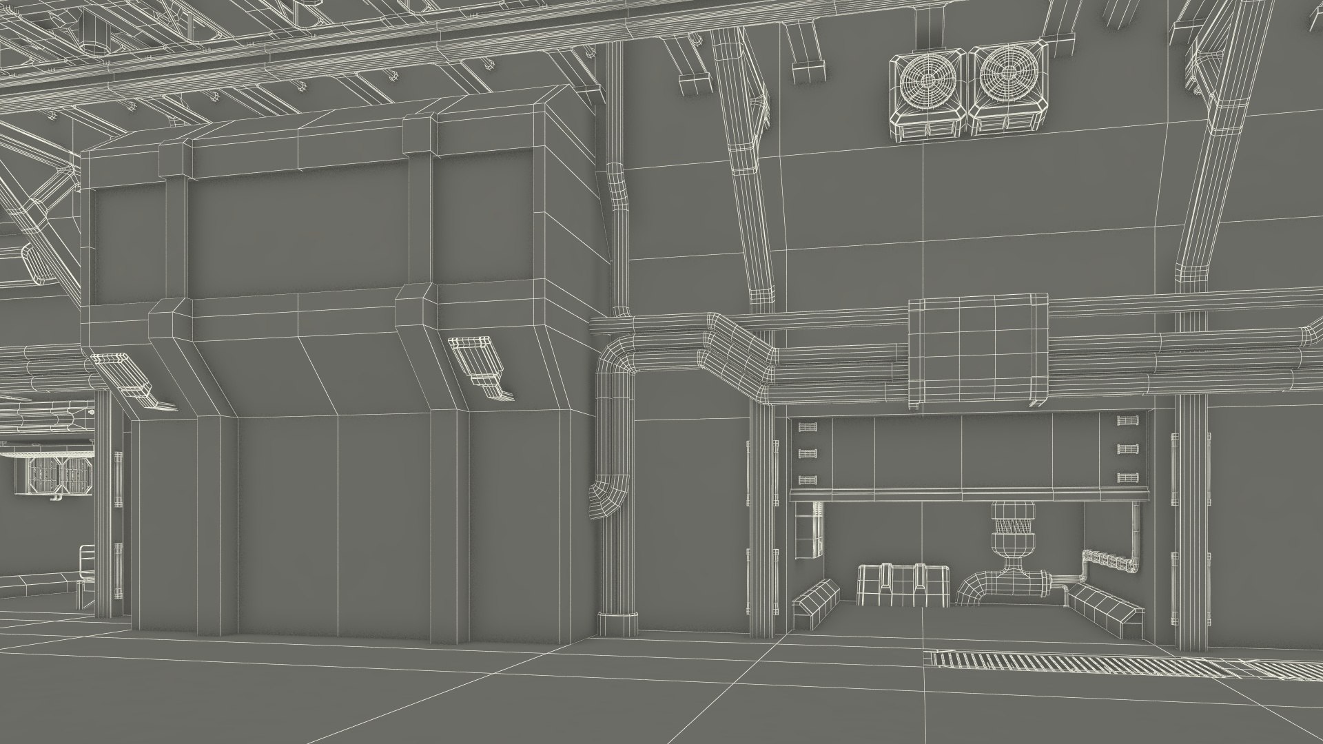 3D Futuristic Hangar Interior Blue Lights Model - TurboSquid 2203783