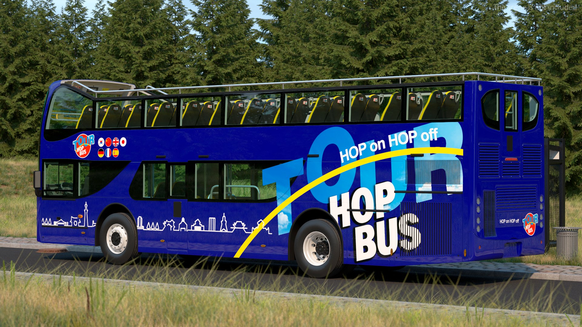 Open Top Double Decker Tour Bus Rigged 3D - TurboSquid 2059419