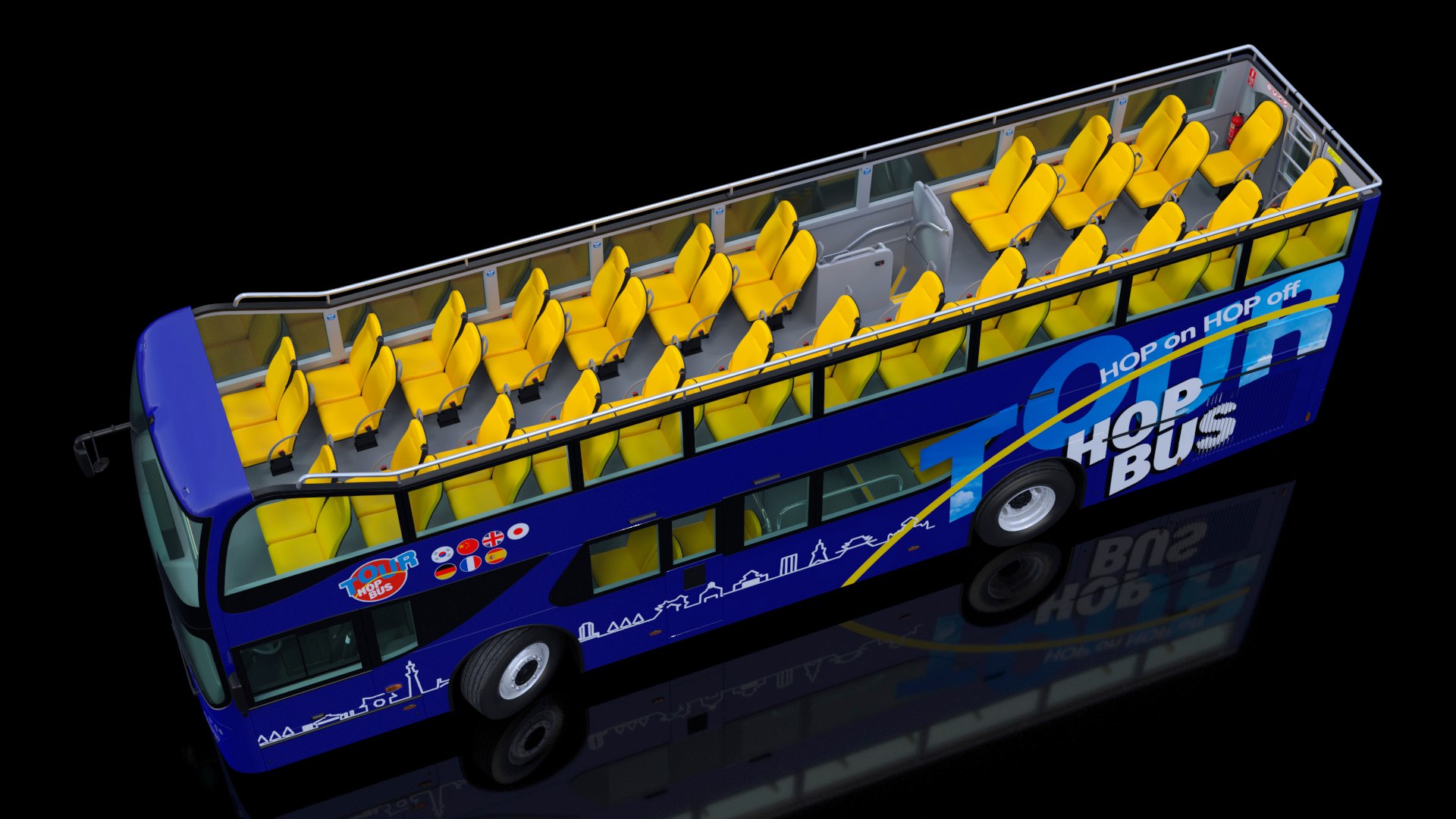 Open Top Double Decker Tour Bus Rigged 3D - TurboSquid 2059419