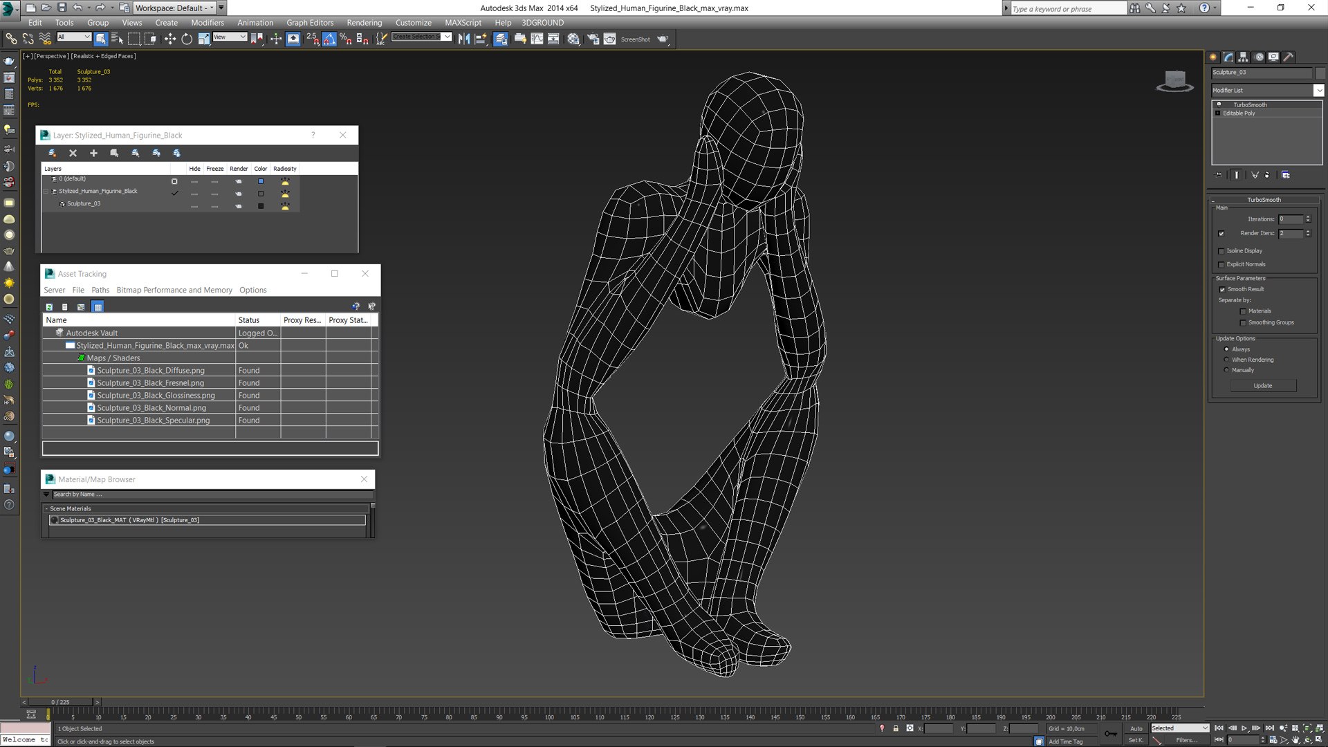 Stylized Human Figurine Black Model - TurboSquid 2210661