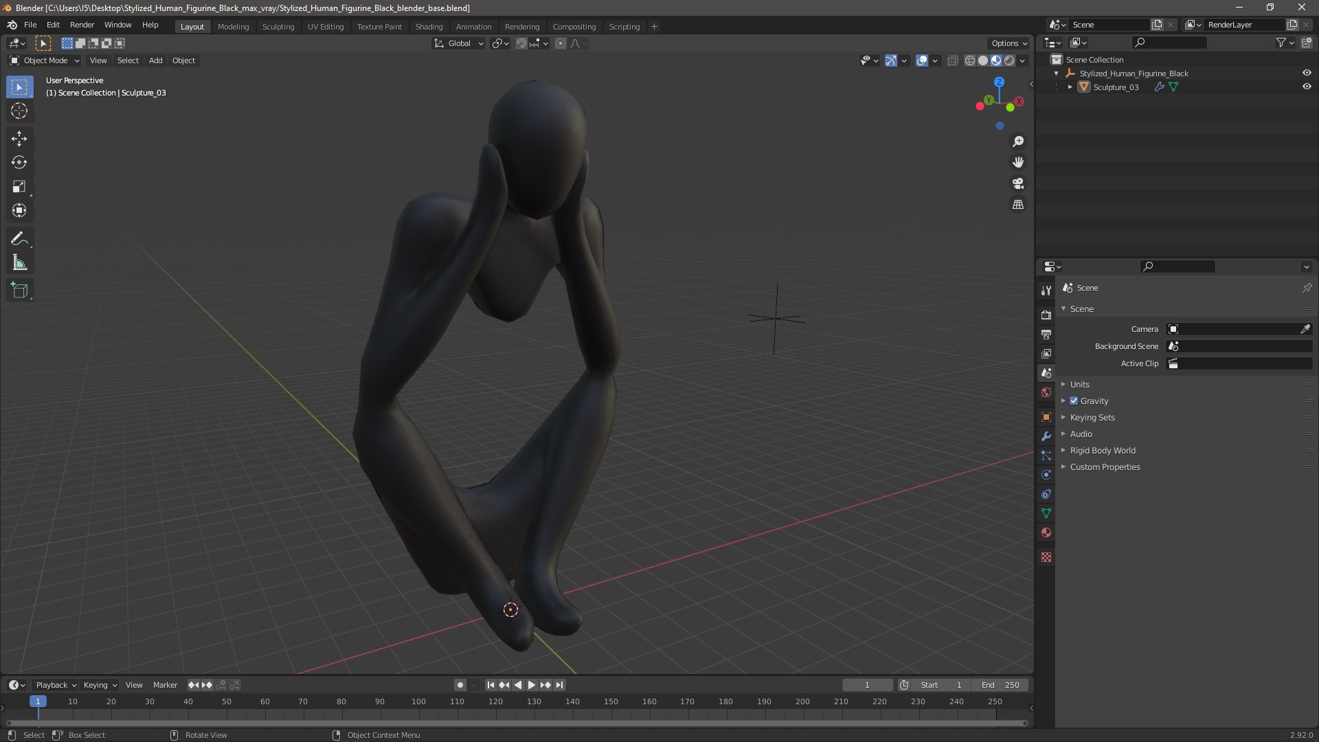 Stylized Human Figurine Black Model - TurboSquid 2210661