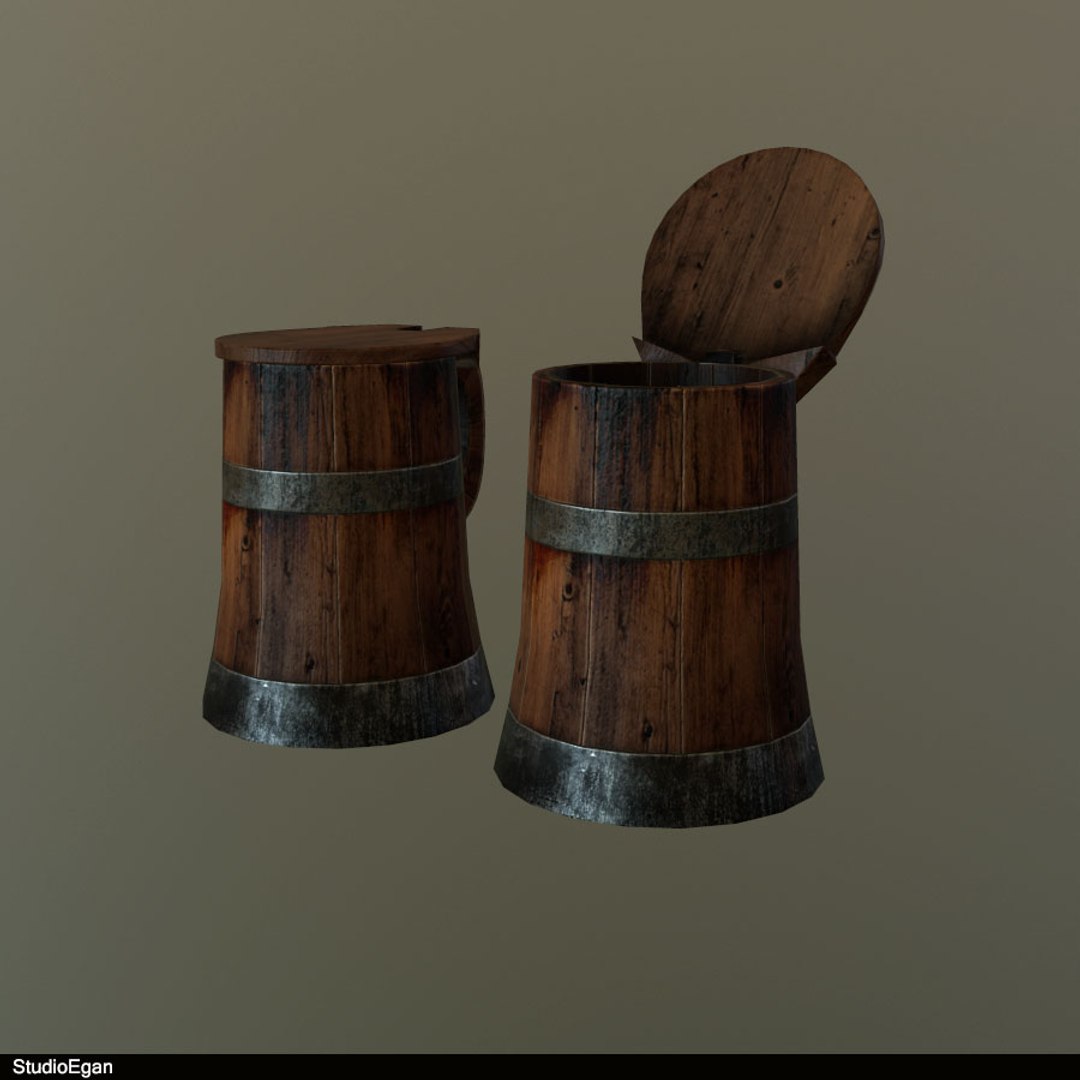 3d old wooden tankard model