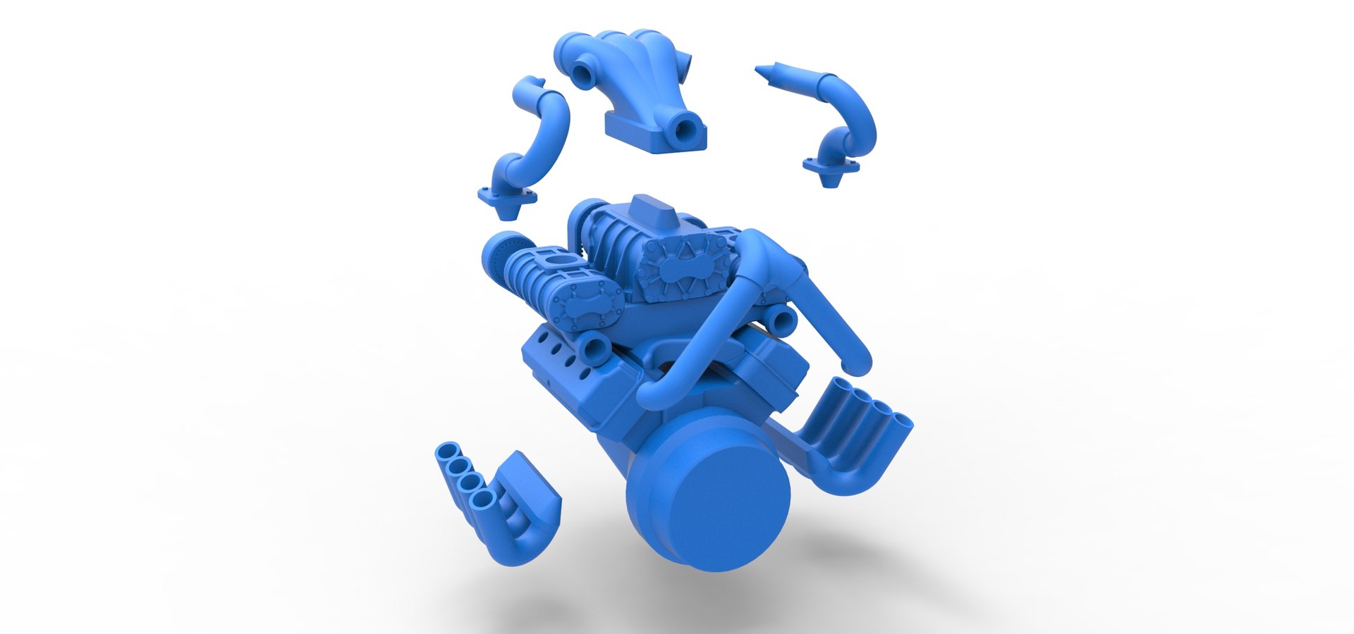 3D model Diecast engine V8 with triple supercharger Scale 1 to 25 ...